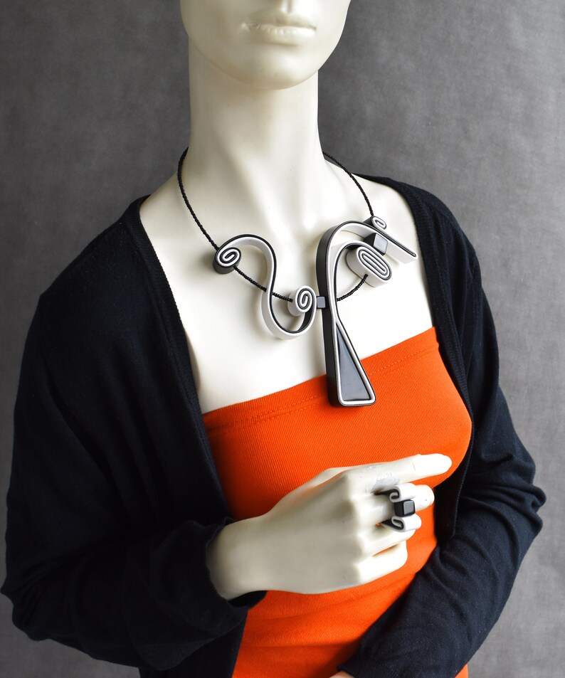 Avant Garde Black and White Collar or Set by Your Choice. - Etsy