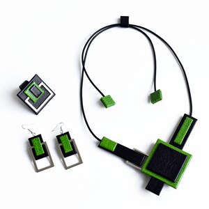Green and Black Jewelry Set Two Side Necklace Asymmetric - Etsy