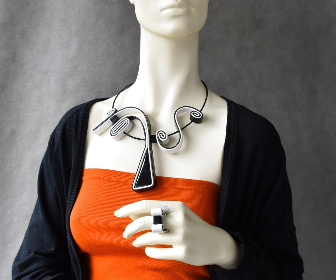 Avant Garde Black and White Collar or Set by Your Choice. - Etsy