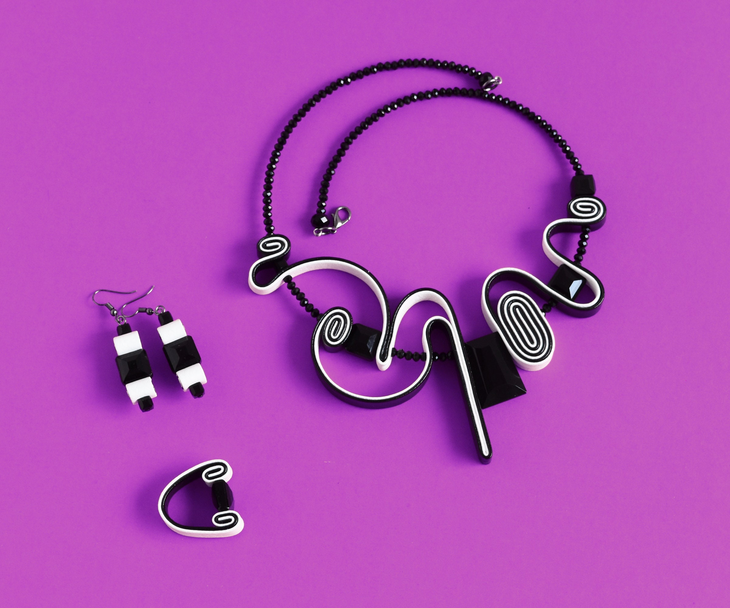 Avant Garde Black and White Collar or Set by Your Choice. Unusual ...