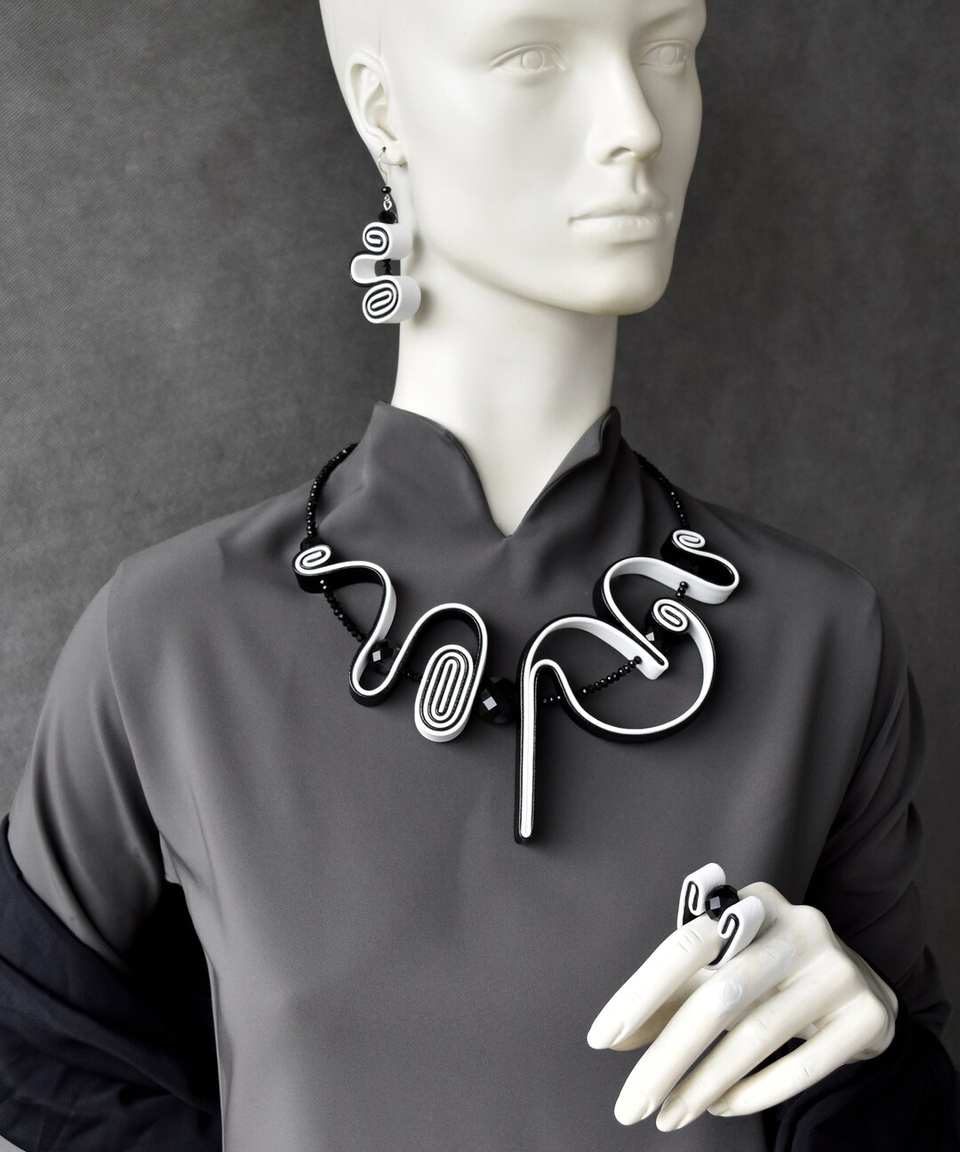 Avant Garde Black and White Collar or Set by Your Choice. Unusual ...