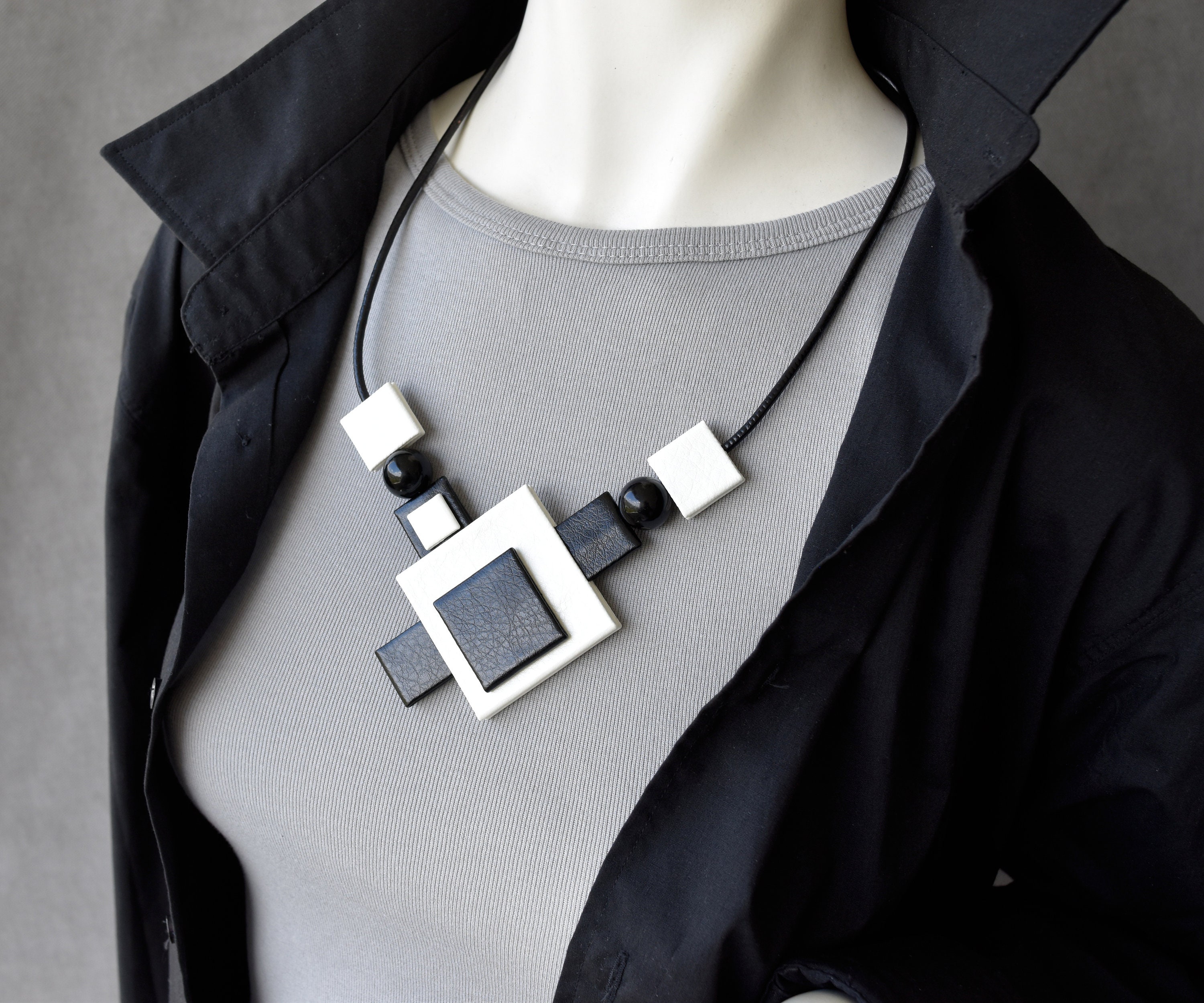 Geometric Mix Two Side Necklace Asymmetric Necklace | Etsy