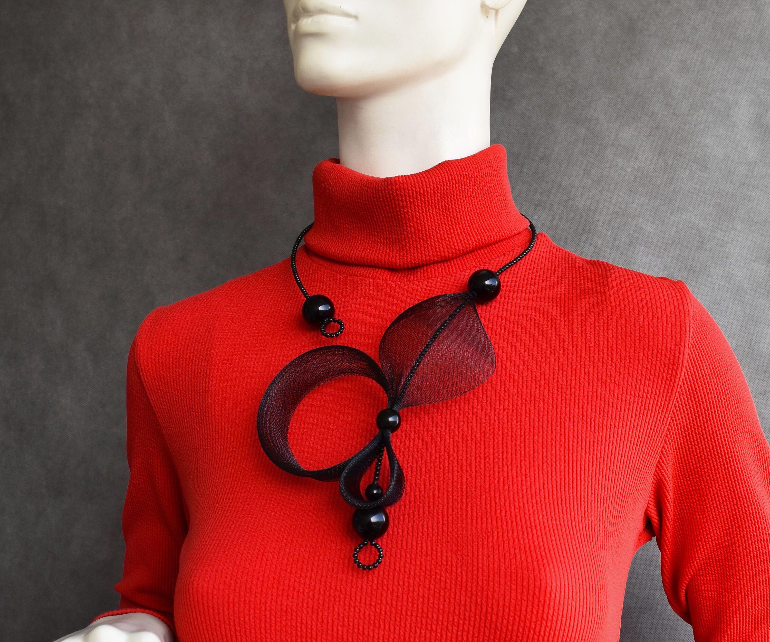 Bohemian Open Collar Unusual Contemporary Necklace Black and - Etsy