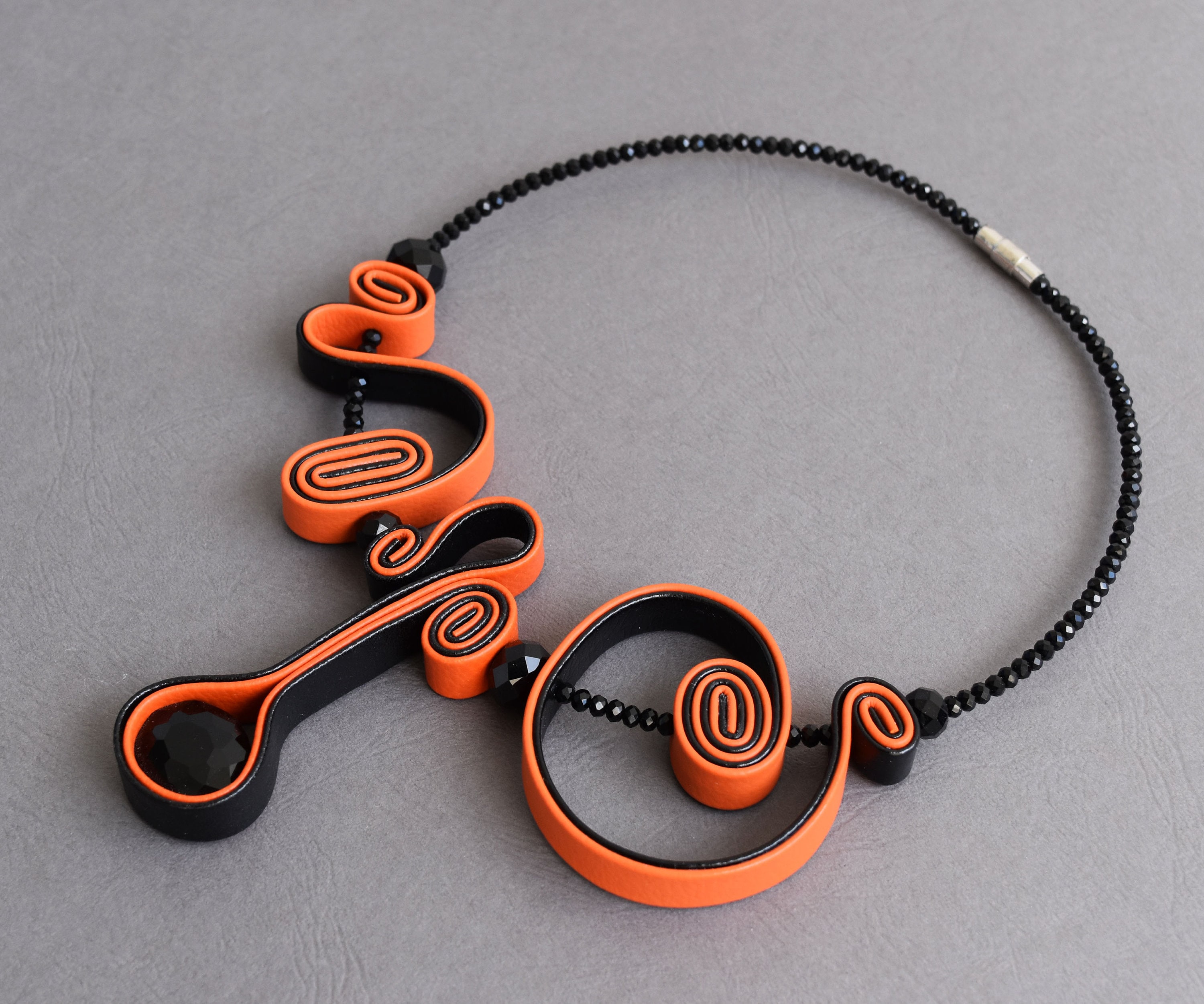 Avant Garde Black and Orange Collar or Set by Your Choice. Unusual ...