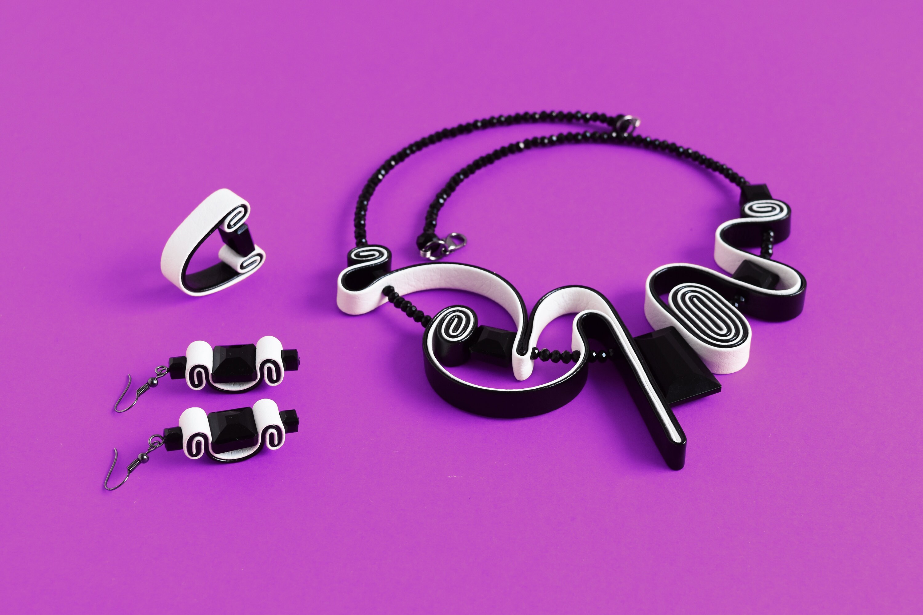 Avant Garde Black and White Collar or Set by Your Choice. Unusual ...