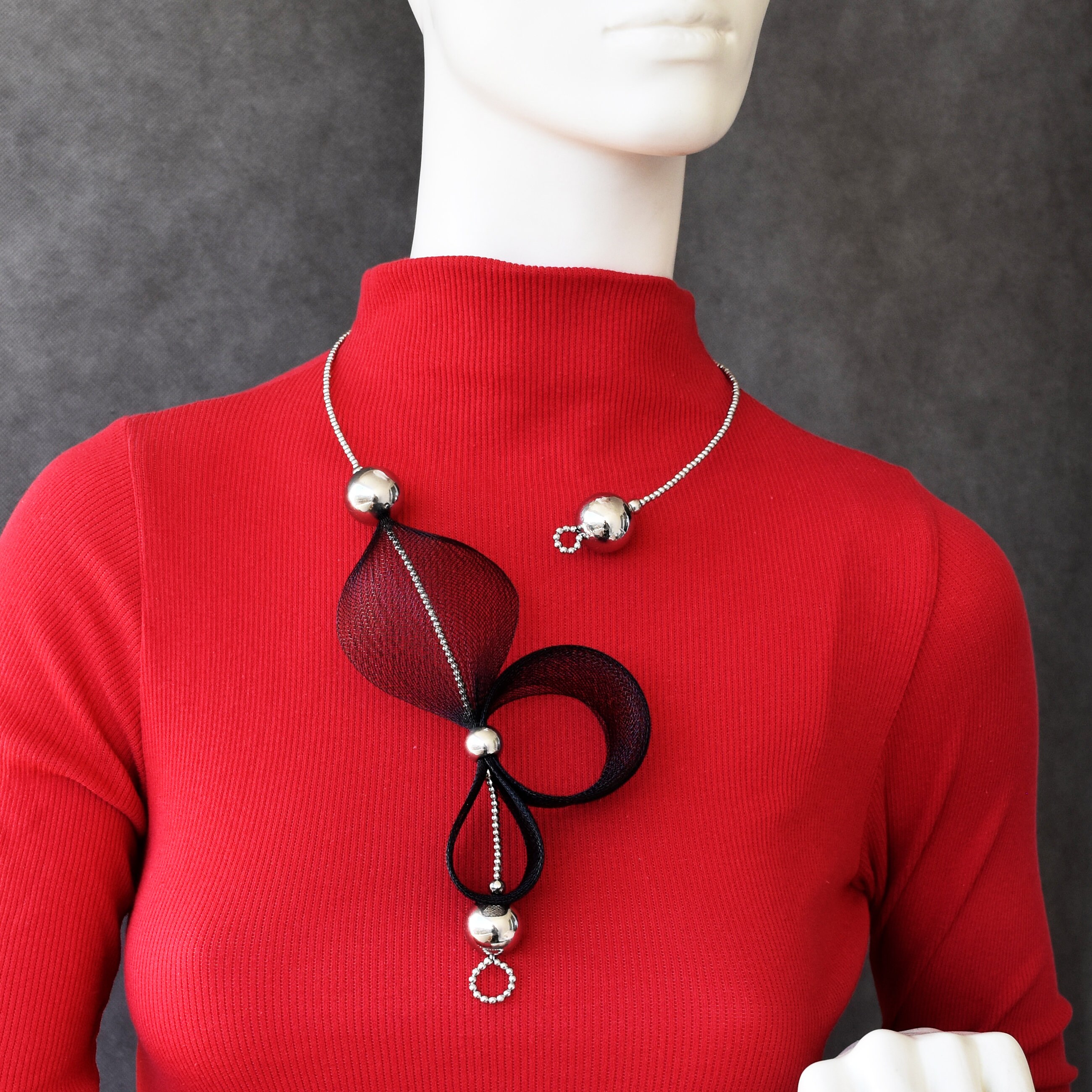 Bohemian Open Collar Unusual Contemporary Necklace Black and - Etsy