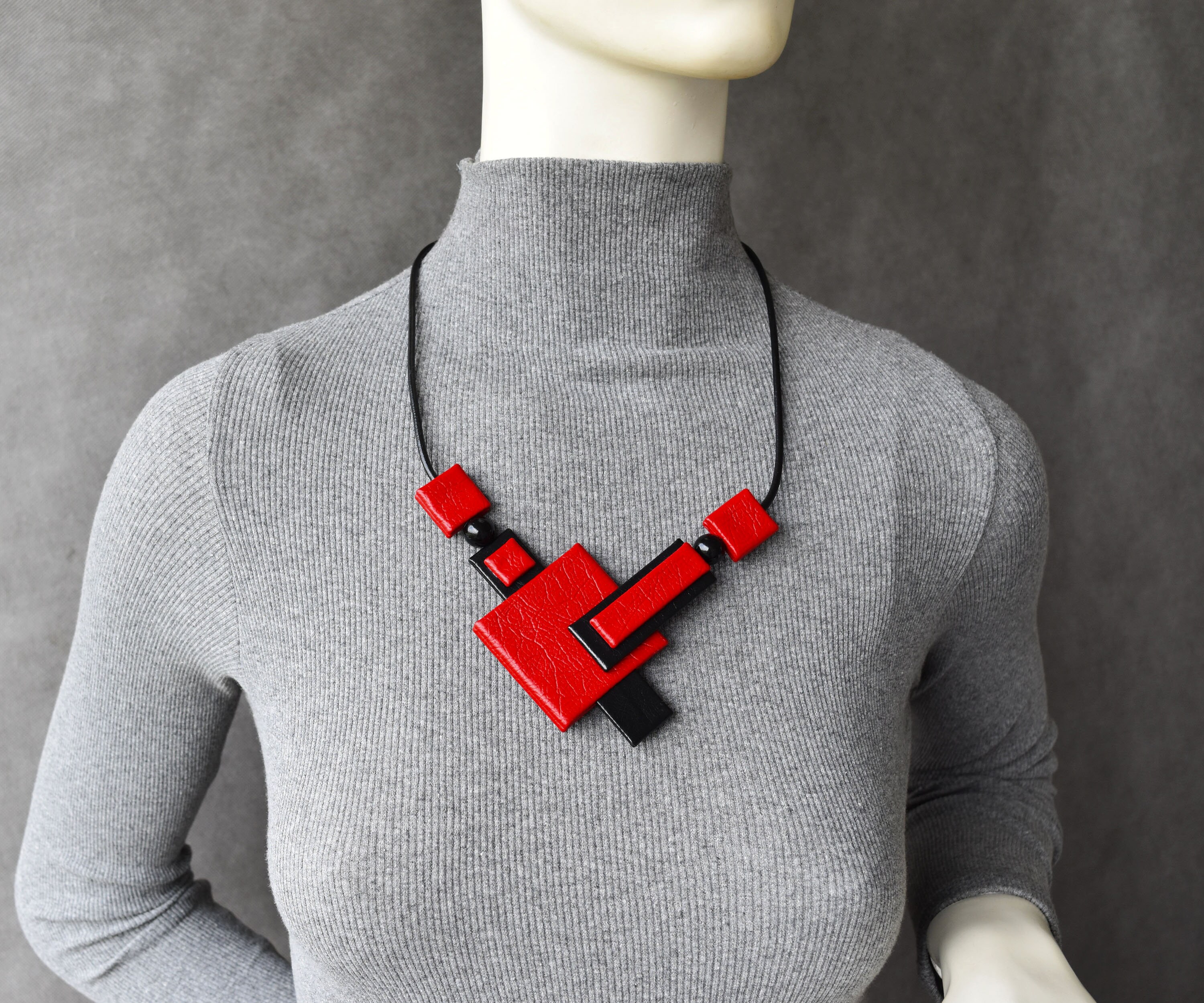 Geometric Mix Two Side Necklace Asymmetric Necklace - Etsy