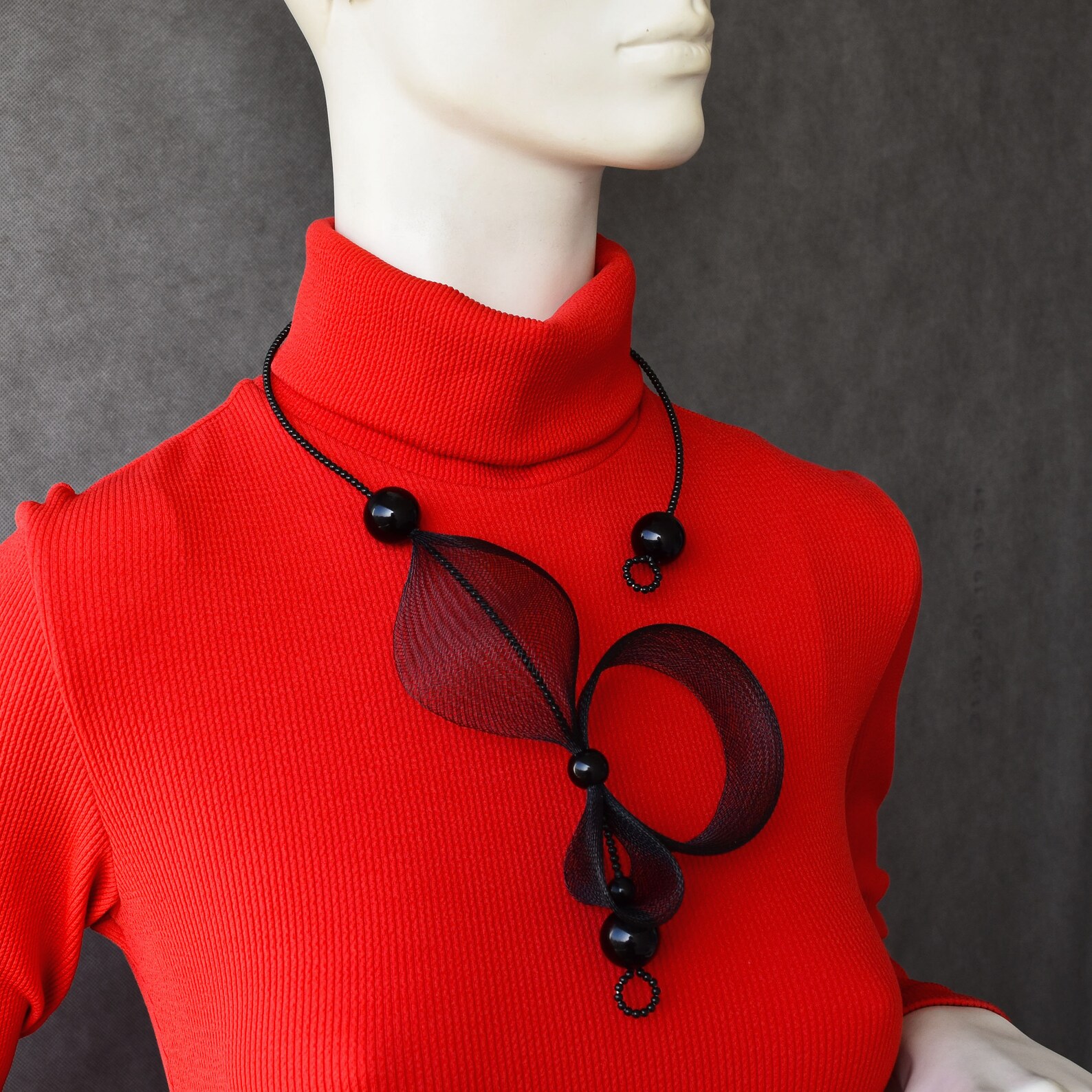 Bohemian Open Collar Unusual Contemporary Necklace Black and - Etsy