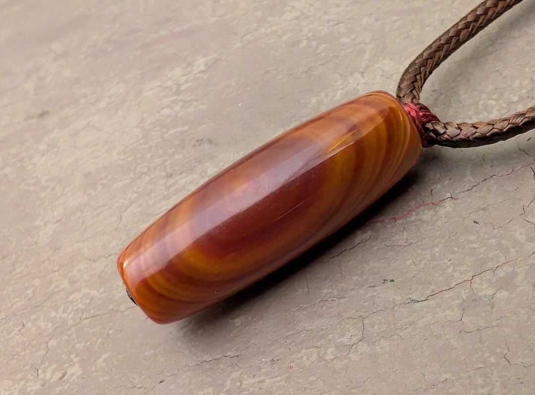 1 One Eye Dzi Bead Pendant Necklace, Natural Tibetan Agate Talisman ...