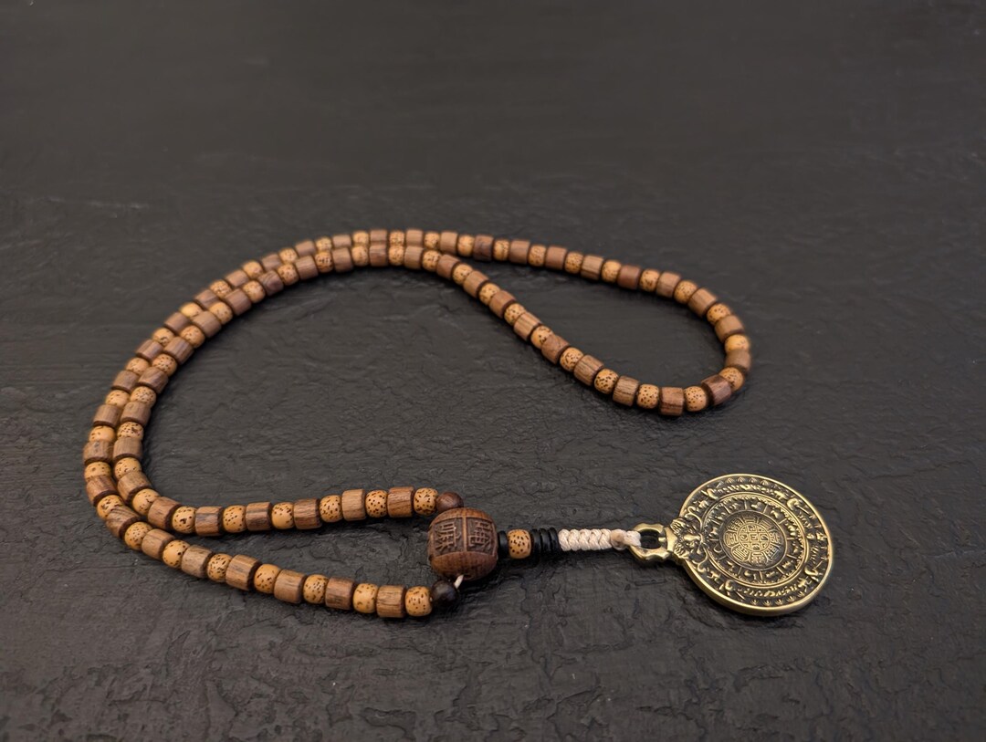 Shaman Mirror Melong Bagua Pendant and Tibetan Bodhi, Zen Necklace ...