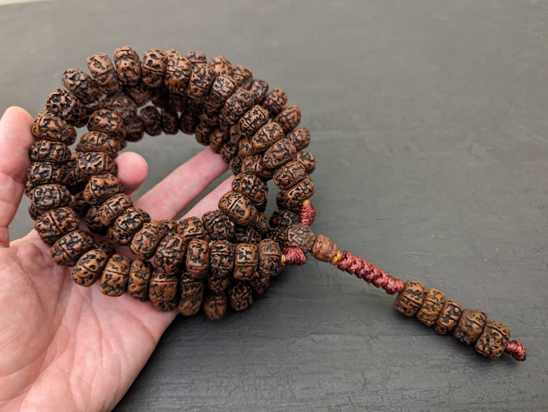 Big Rudraksha Mala Prayer Rosary 108 Beads Shiva Drop Brown - Etsy