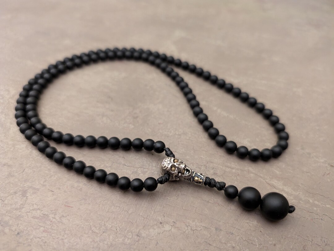 Kali Skull Mala Necklace Rosary 108 Prayer Beads Natural Genuine Matte ...