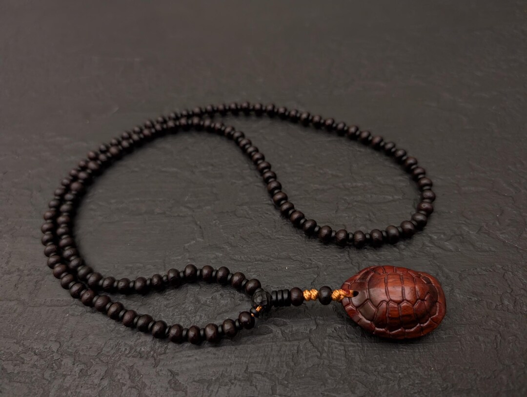 Bodhi Seed Mala Necklace: Tortoiseshell Turtle Pendant, Buddhist 108 ...