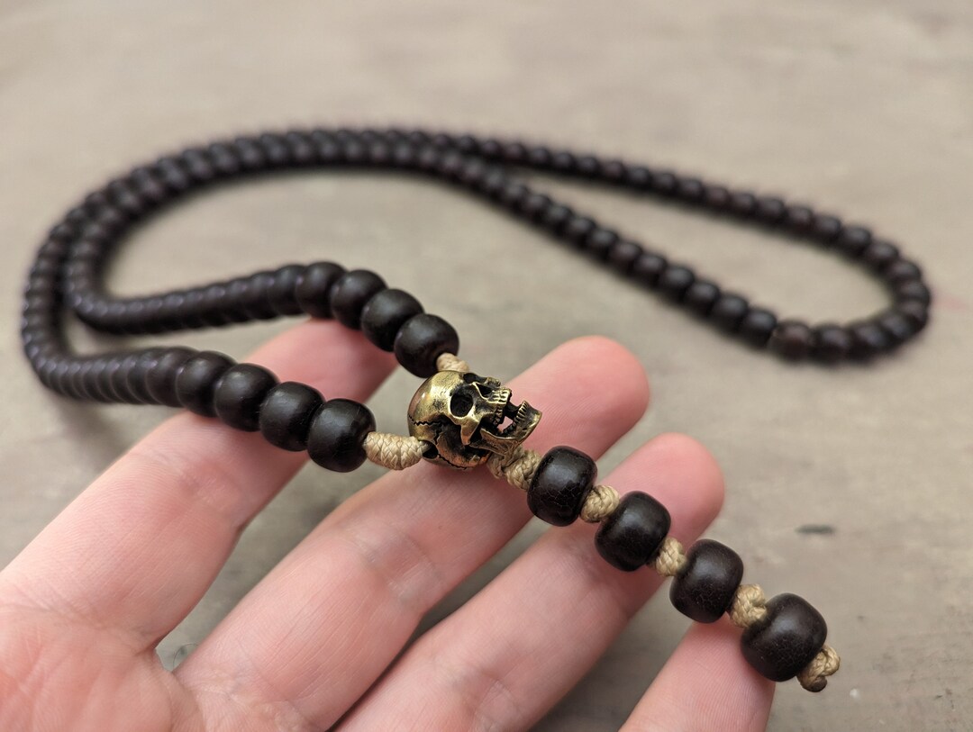 Kali Skull Mala Necklace Rosary 108 Prayer Beads, Natural Genuine ...