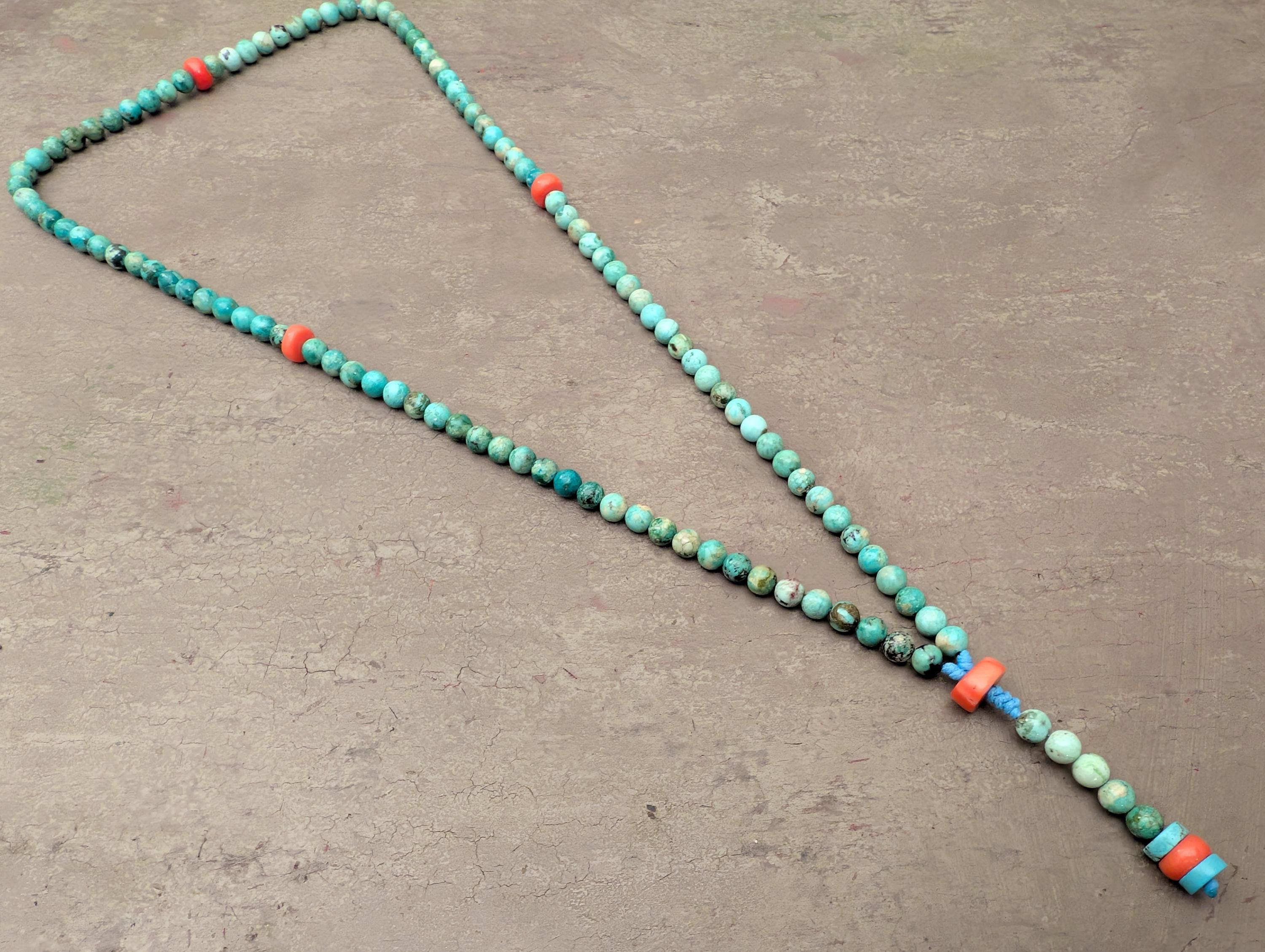 Genuine Turquoise Mala Necklace Rosary 108 Prayer Beads, Natural Earth ...