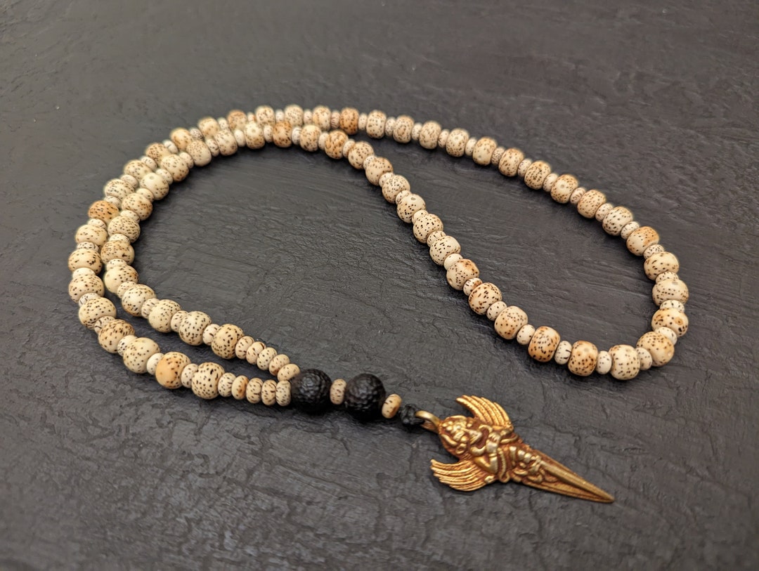 Bodhi Seed Mala Prayer and Garuda Phurba Pendant Protection - Etsy