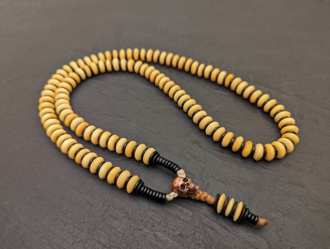 Skull Kali Mala Prayer Tibetan Yak Bone Necklace 108 Buddhist - Etsy
