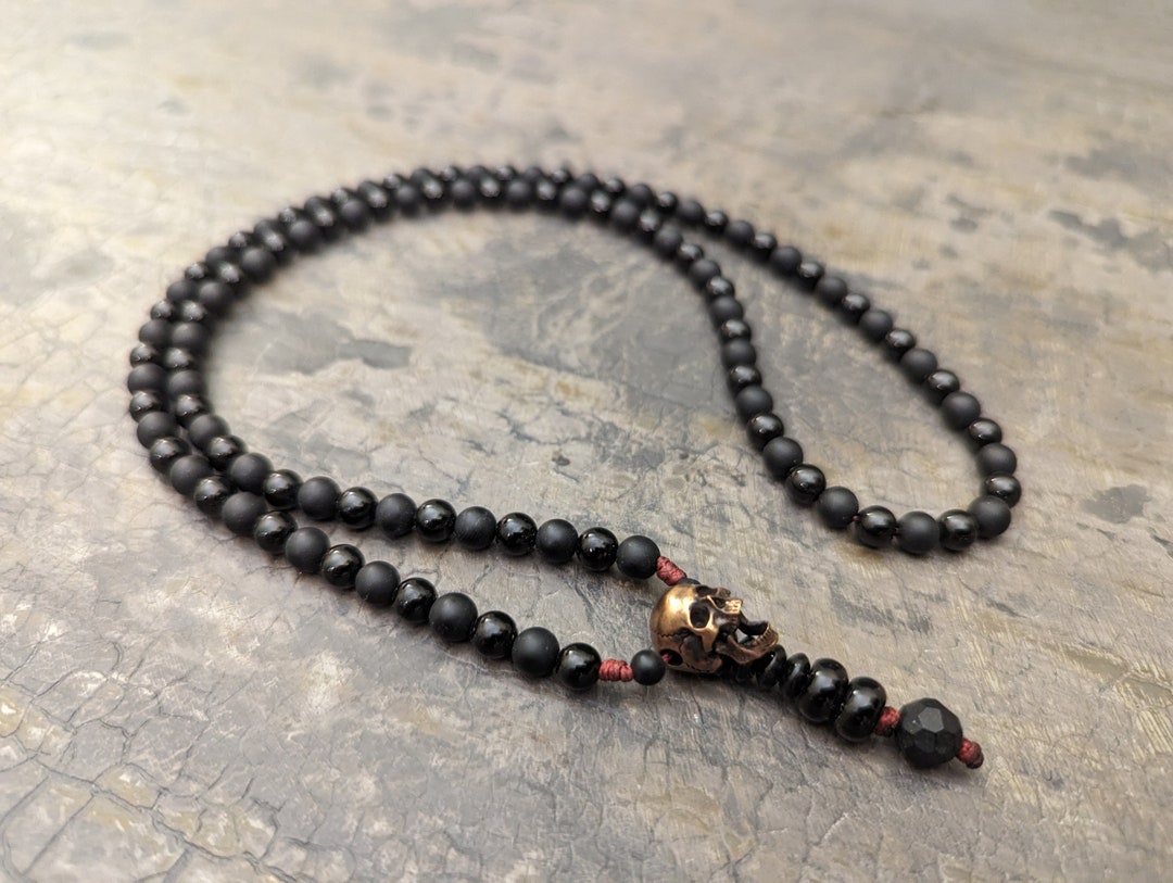 Skull Kali Mala Necklace Black Tourmaline and Black Onyx - Etsy