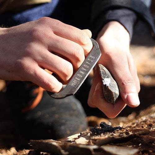 English Flint and Steel Fire Striker Traditional Hand Forged With Char ...