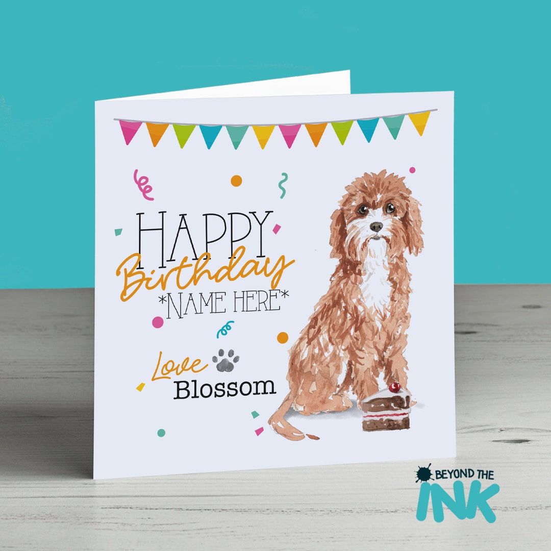 Cavapoo Cavoodle Personalised Birthday Card From the Dog Dog Birthday ...