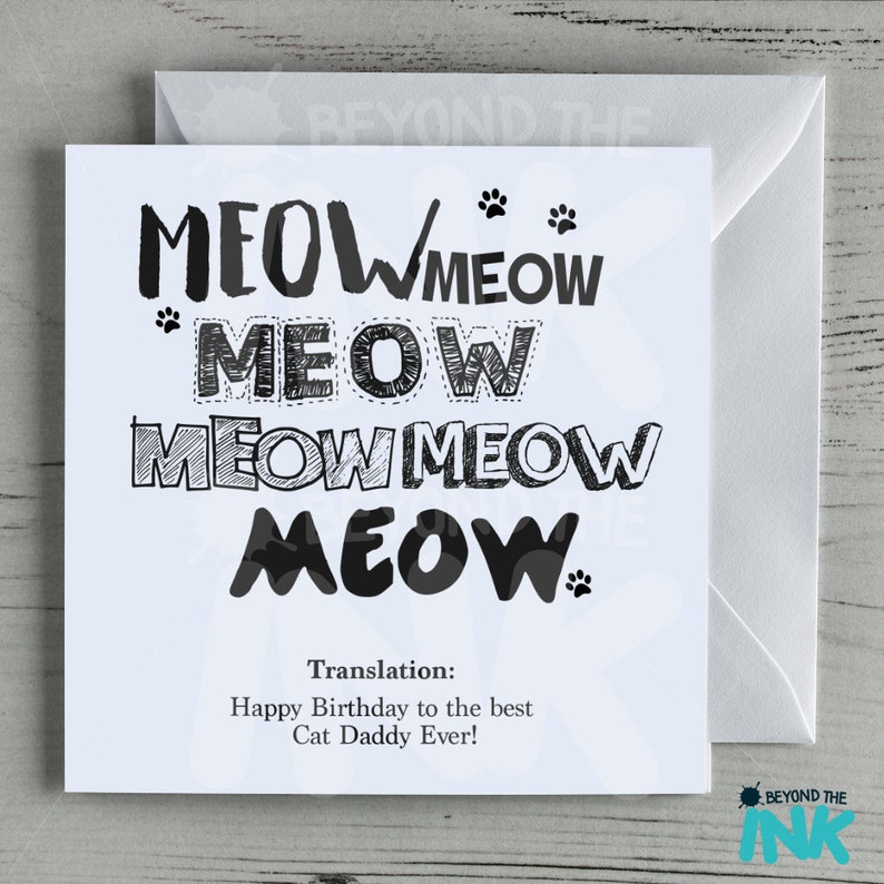 Cat Dad Birthday Card From The Cat To The Best Cat Daddy | Etsy