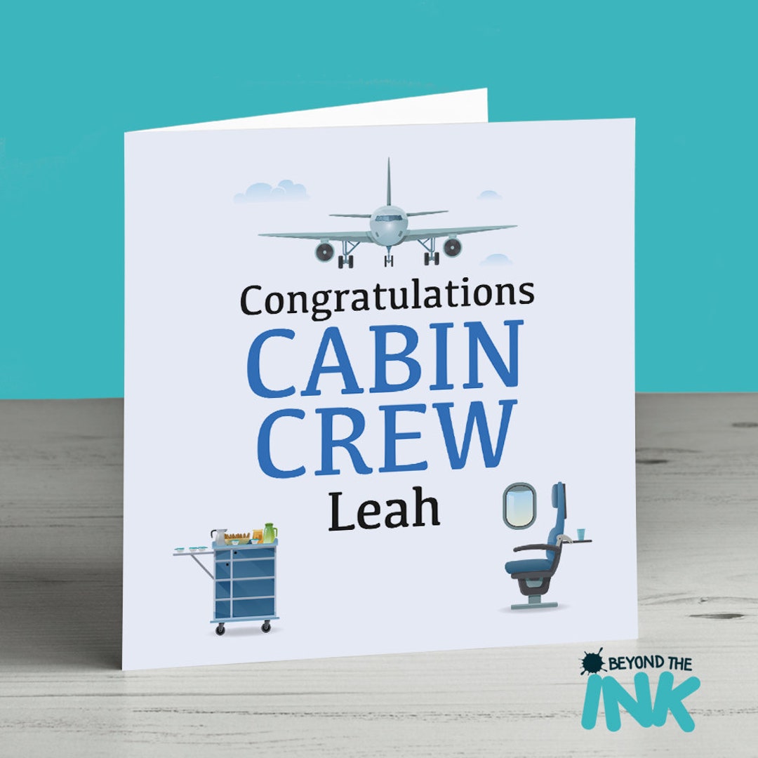 New Job Card for Cabin Crew Congratulations Personalised Leaving Card ...