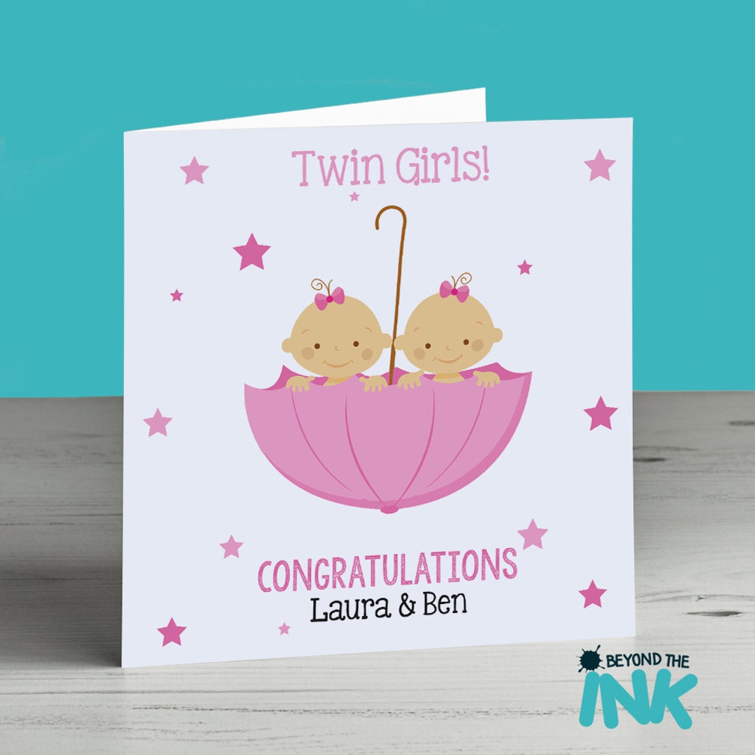 Personalised New Baby Twins Card - Girl Baby Twins Card - Twins ...