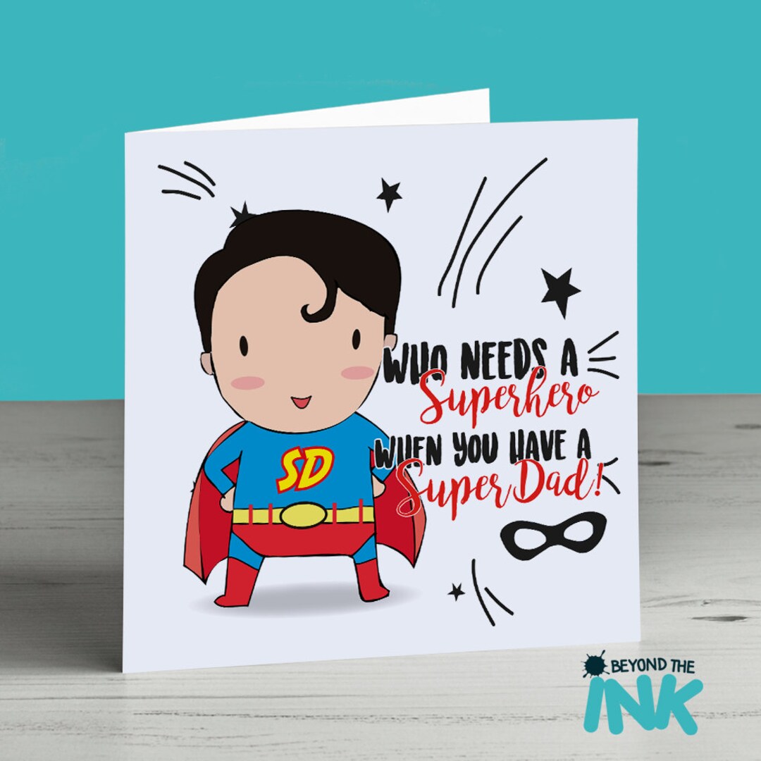 Superhero Card for Dad - Fathers Day Card - Super Dad Birthday Card - Etsy