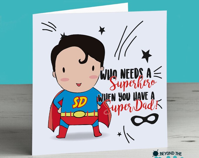 Superhero Card for Dad - Fathers Day Card - Super Dad Birthday Card - Etsy