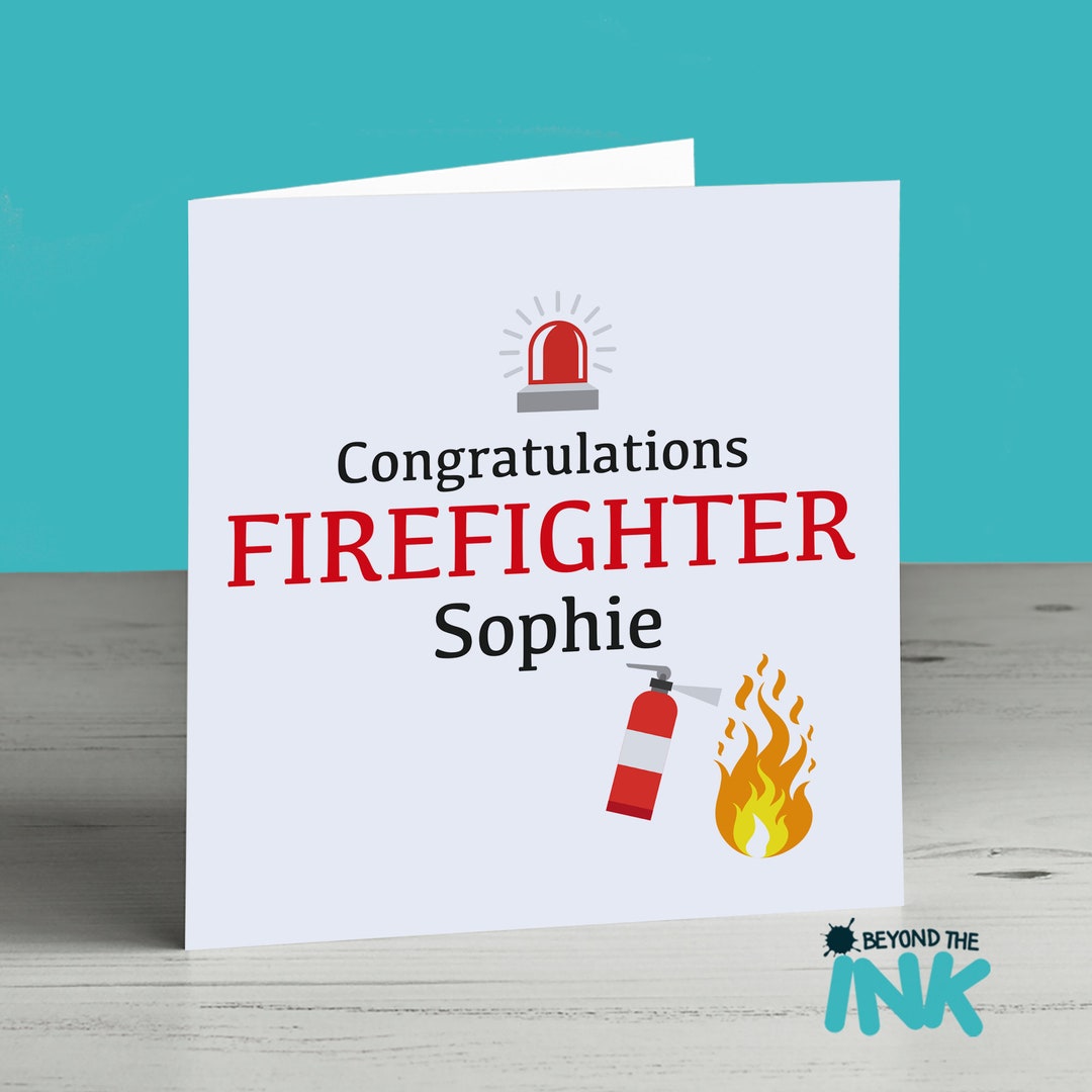 New Job Card for Firefighter - Congratulations Card for Fireman ...
