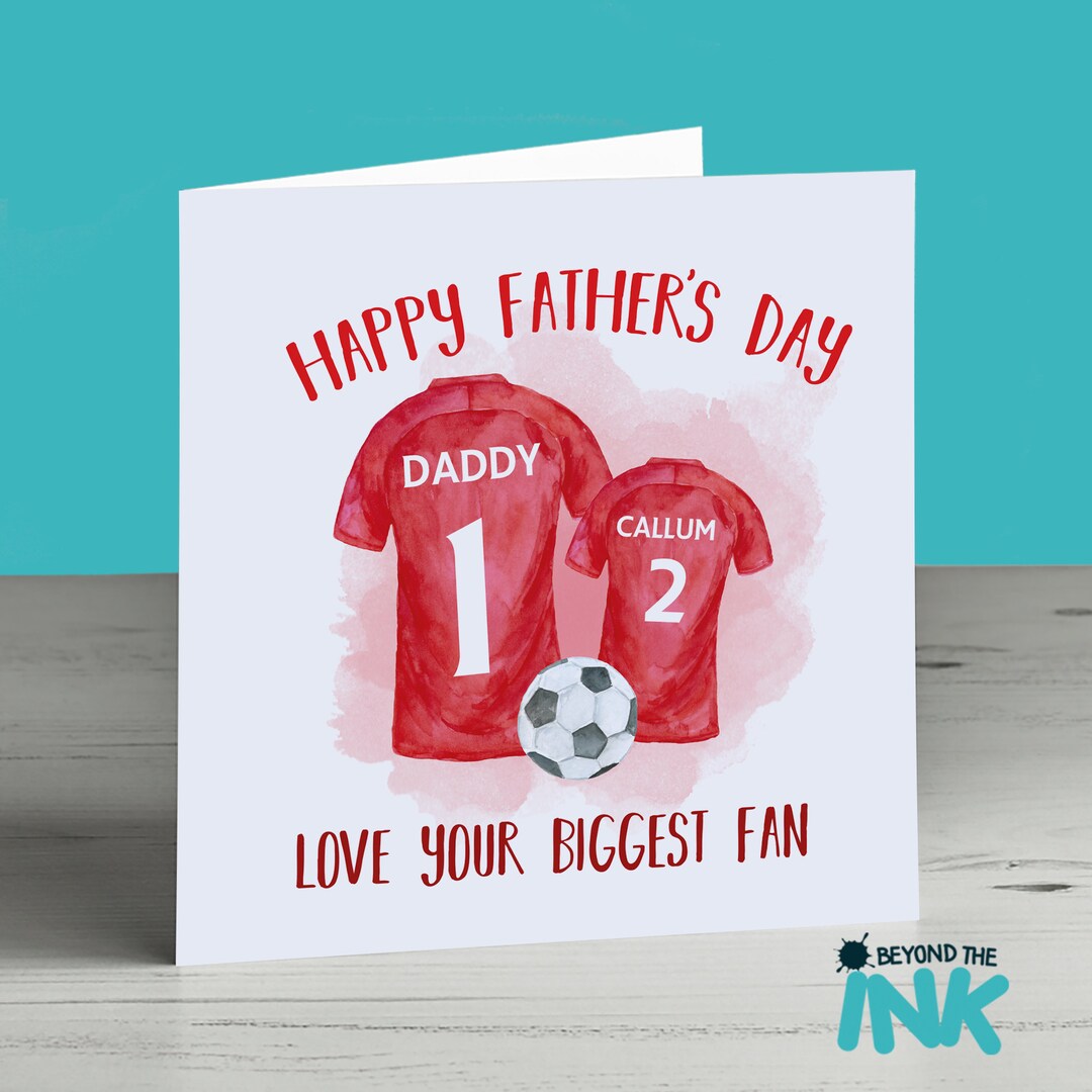 Fathers Day Card - Personalised Football Card for Dad - Football Shirt ...