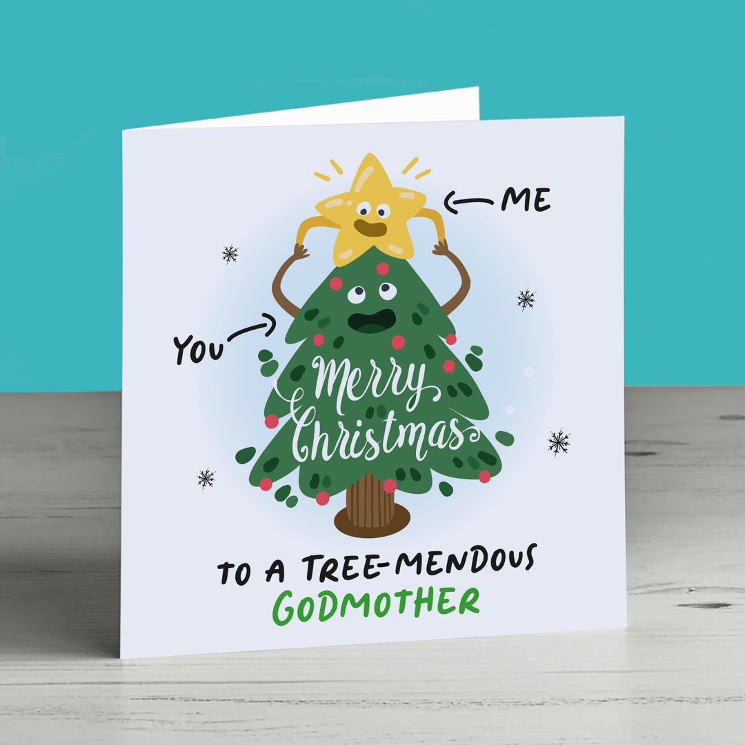 Tree-mendous Funny, Cute Christmas Card for Godmother - Etsy