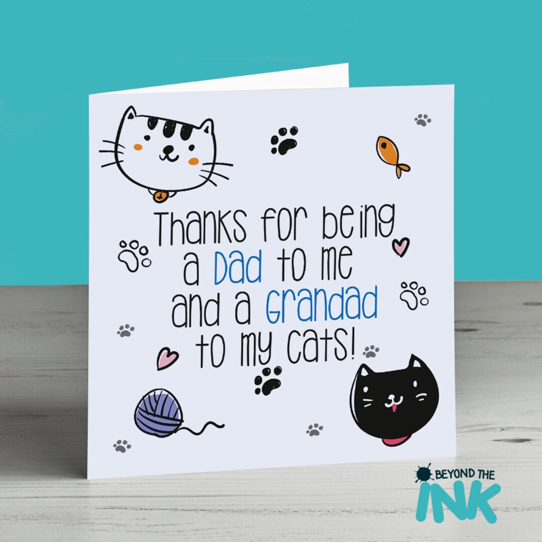 Cat Father's Day Card - Birthday Card - Fathers Day Card - From Me and ...