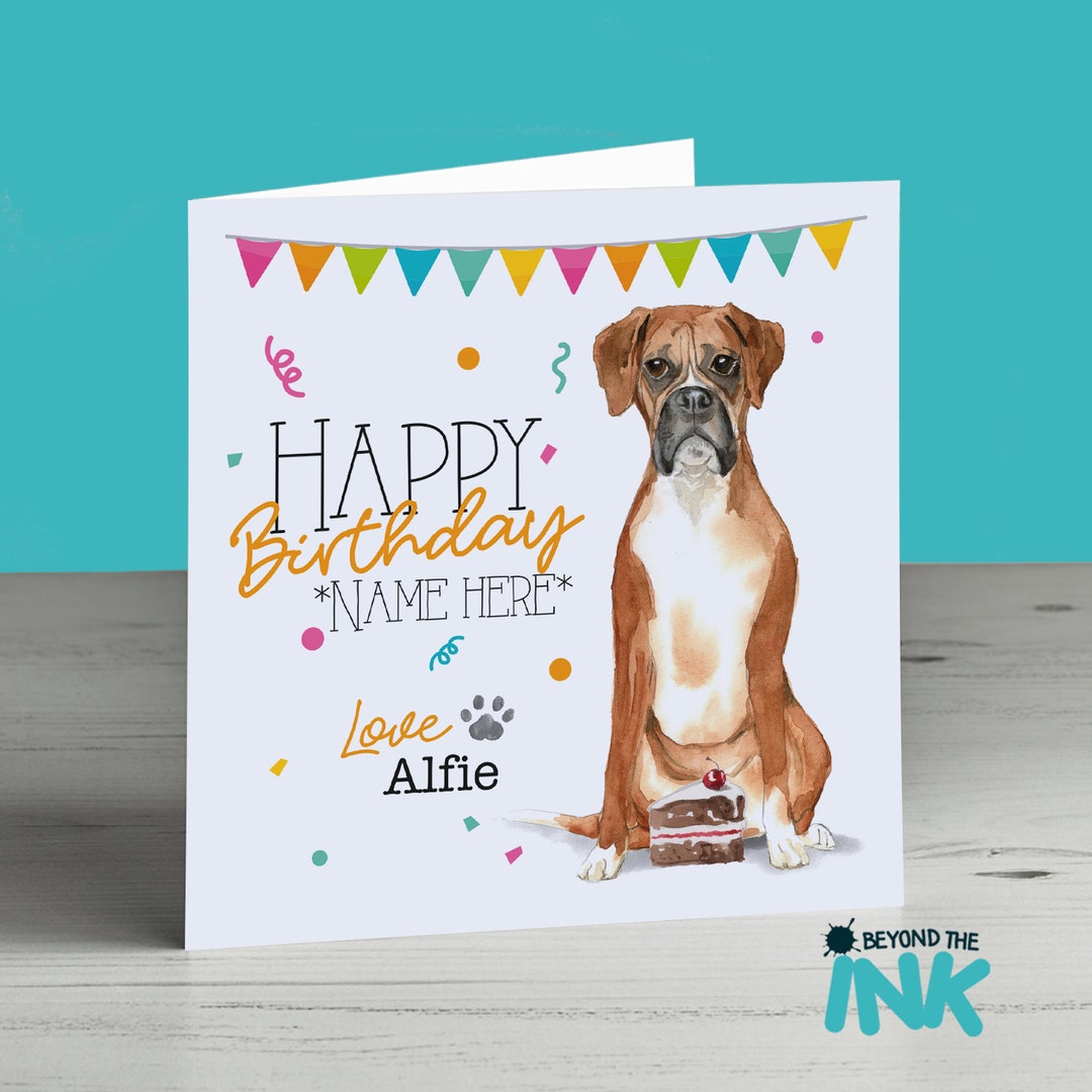 Boxer Dog Personalised Birthday Card From the Dog Dog Birthday Card - Etsy
