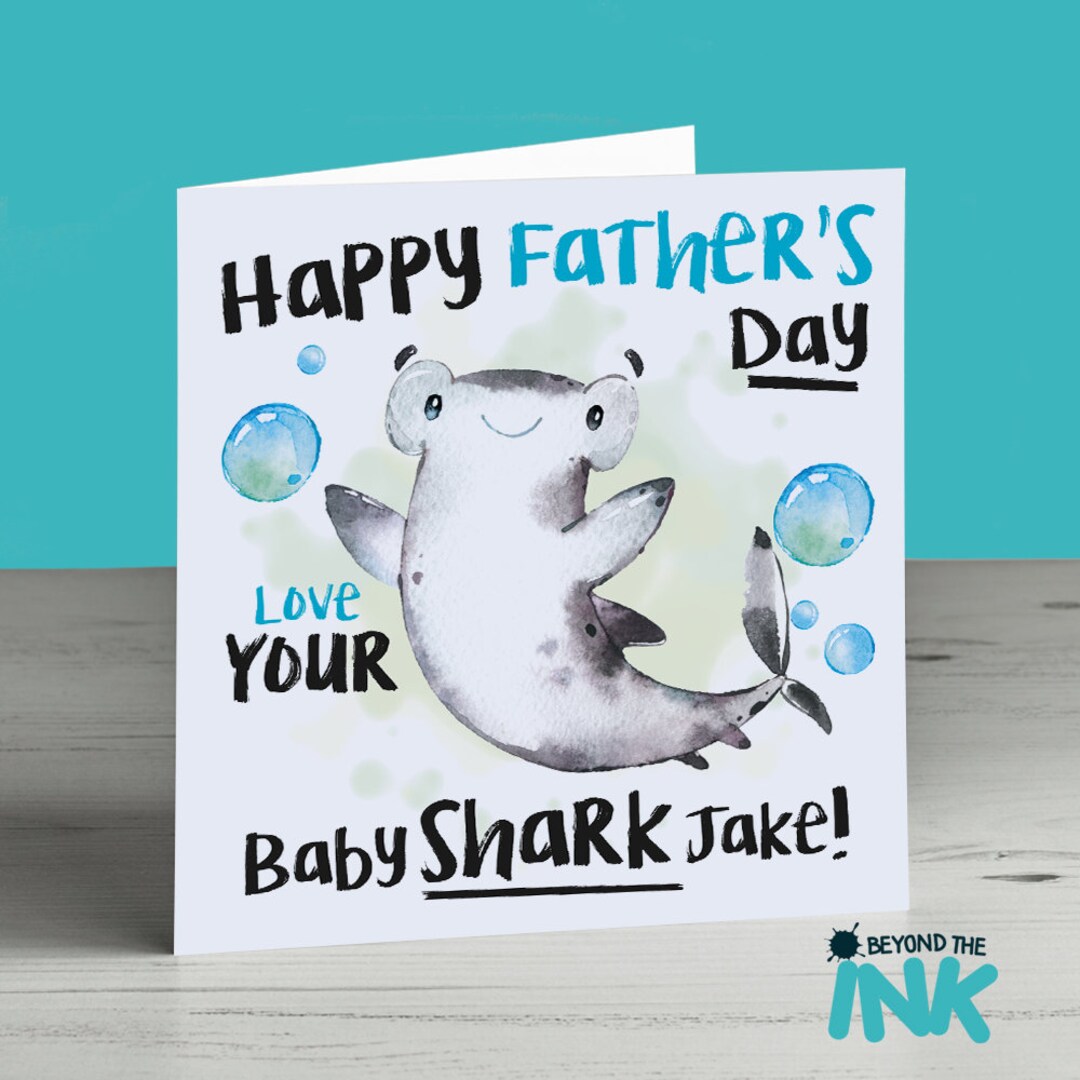 Personalised Baby Shark Father's Day Card Cute Shark Card for Daddy ...