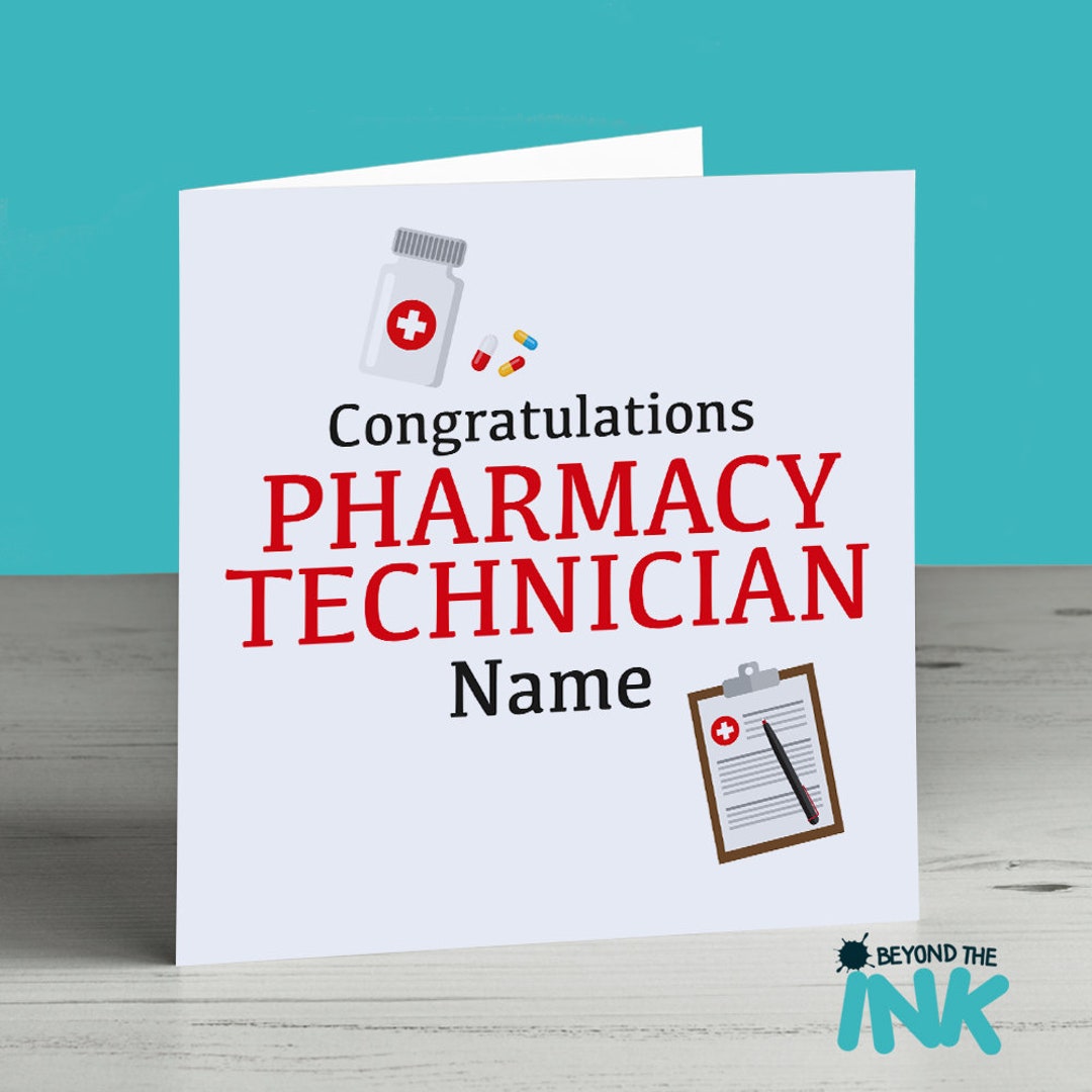 New Job Card for A Pharmacy Technician - Congratulations - Personalised ...