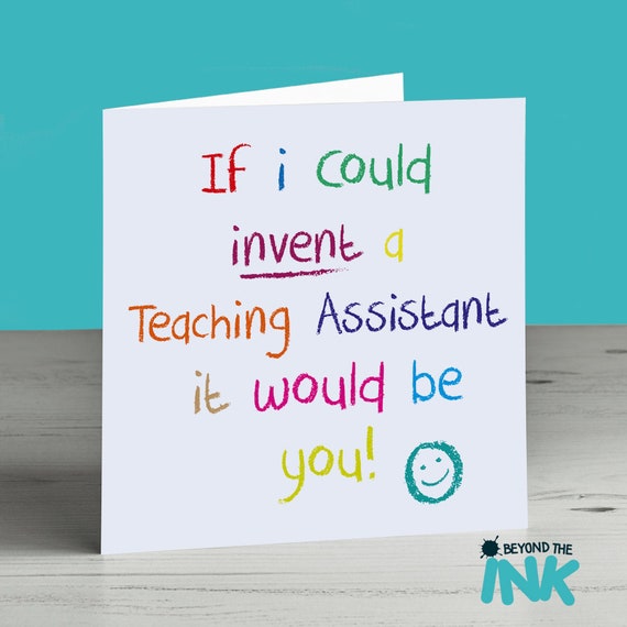 Teaching Assistant Card Unique Teacher Card School Helper - Etsy