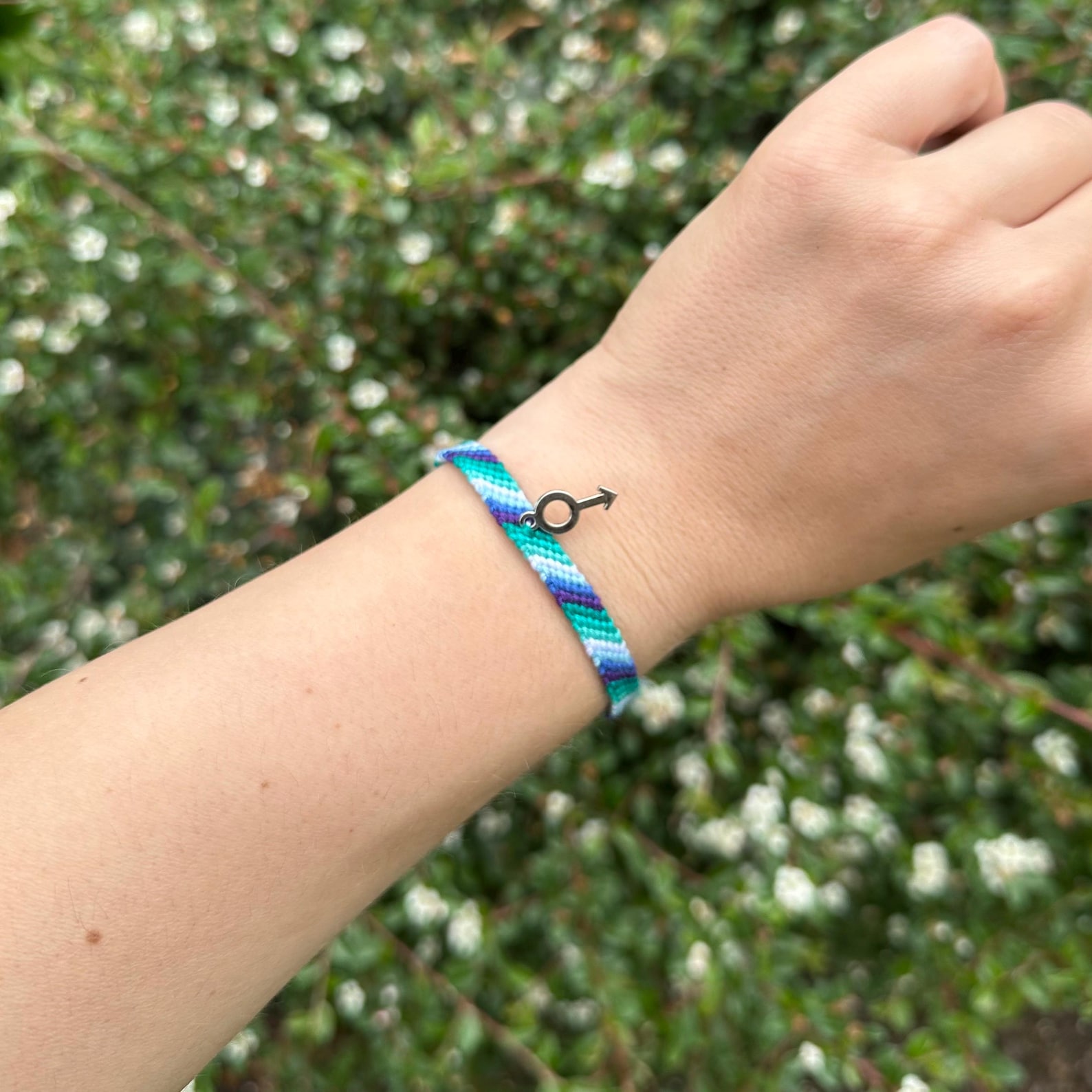 MLM Pride Bracelet: Handwoven Gay Flag Wristband With Male Symbol - Etsy