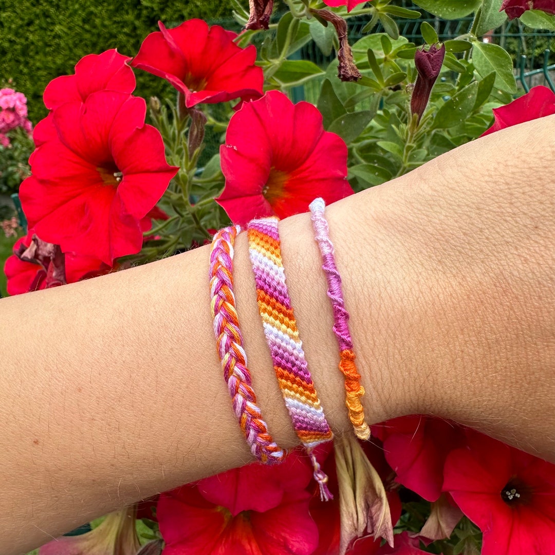 Subtle Lesbian 7 Stripes Pride Flag, LGBTQ Friendship Bracelet, Set of ...