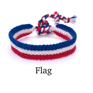 France Flag Bracelet, French Country Band, Patriotic Cotton Armband - Etsy