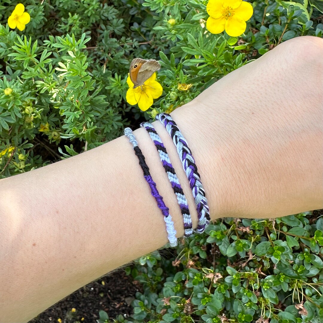 Set of 3 Subtle Asexual Bracelets, Ace Pride Flag Bracelet, Black Grey ...