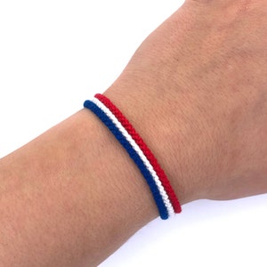 France Flag Bracelet, French Country Band, Patriotic Cotton Armband - Etsy