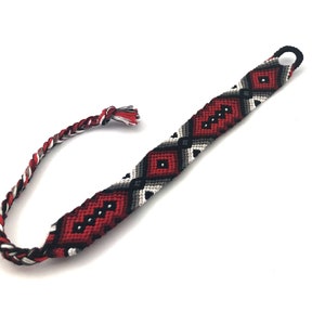 Red and Grey Bracelet Woven, Aztec Armband, Hand Crafted Woven VSCO - Etsy