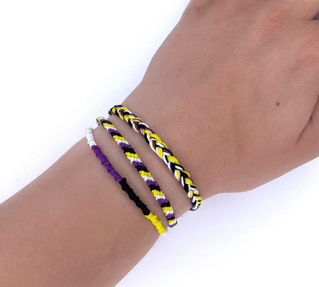 Set of 3 Subtle Non Binary Friendship Bracelet, Delicate LGBT Pride ...