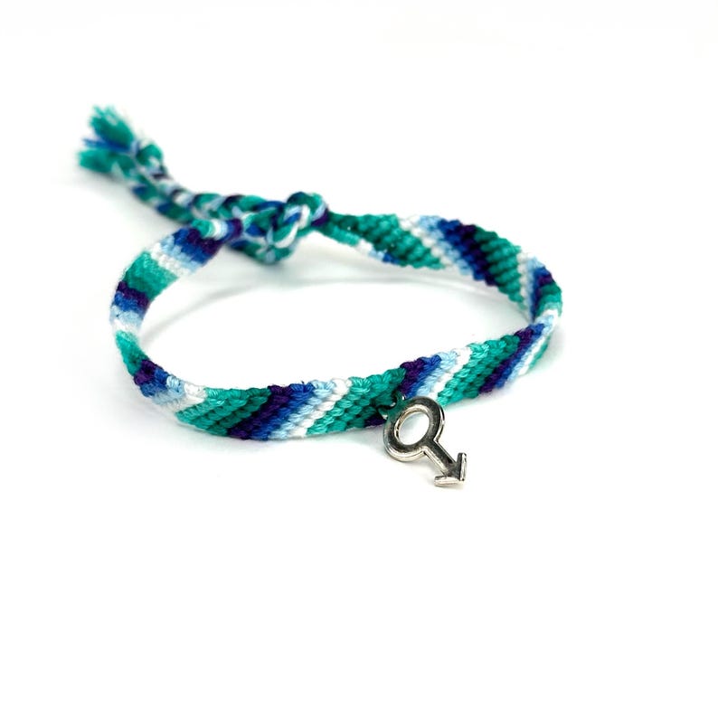 MLM Pride Bracelet: Handwoven Gay Flag Wristband With Male Symbol - Etsy
