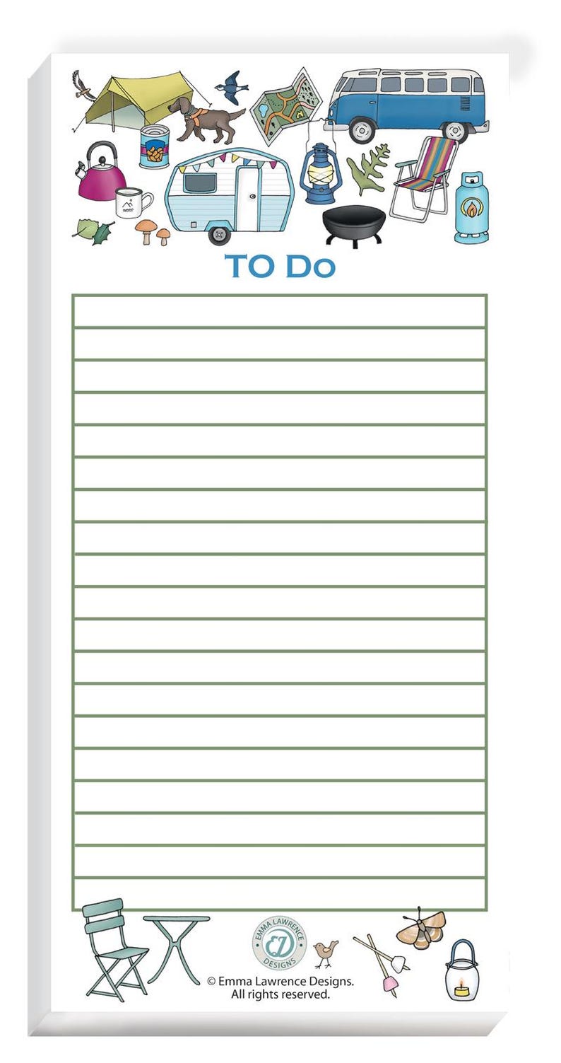 Camping to Do List, Organiser, Desk Planner, Shopping List. Camper Vans ...
