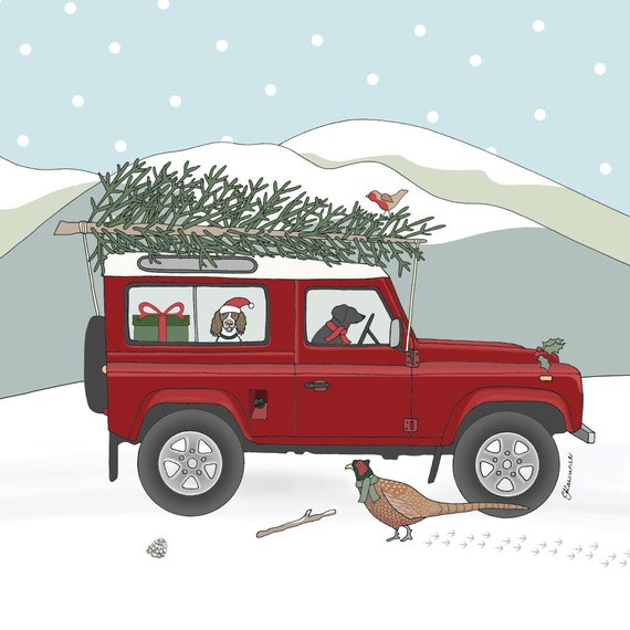 Christmas Landrover Landy Red Defender Farm Vehicle Pheasant - Etsy