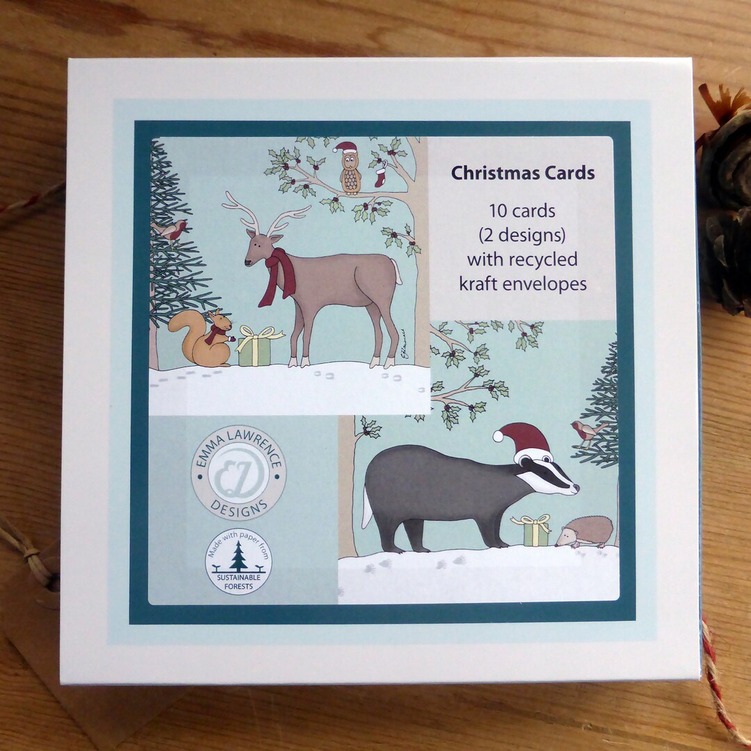 Christmas Christmas Card Boxed Set of 10 Woodland - Etsy