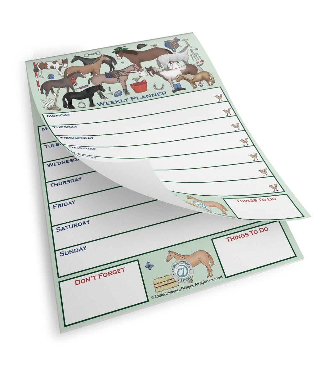 Horse A4 Weekly Planner, Organiser, Desk Planner, to Do List, Horses ...