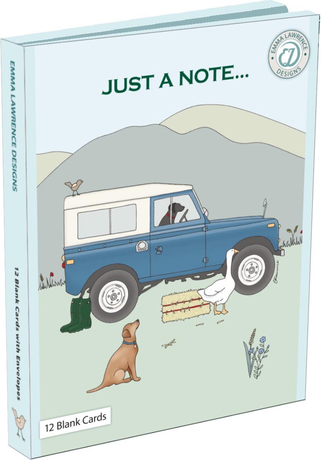 4x4 Notecard Set 12 Blank Cards, 4 Assorted Designs. Land Rover, Farm ...